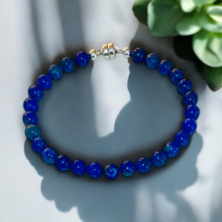 Celestial Blue: Lapis Lazuli Line Bracelet in Sterling Silver
