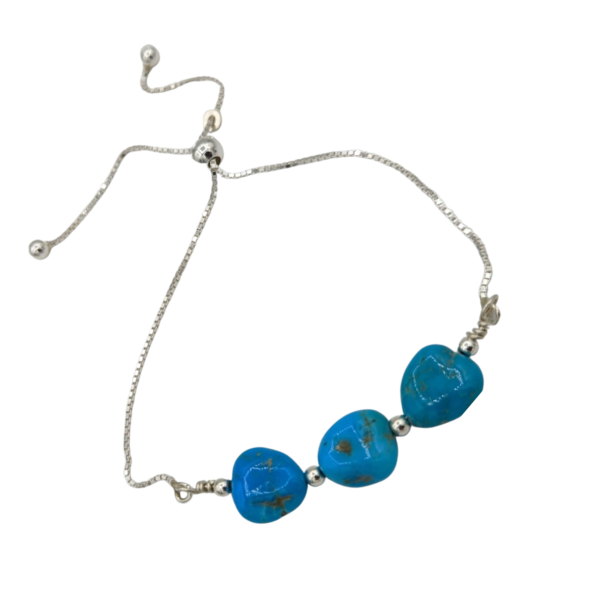 Sterling Silver Castle Dome Turquoise Adjustable Bracelet